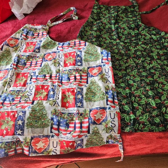 Holiday | Two Christ Aprons Fun Graphics And Big Pockets One Has Recipe ...